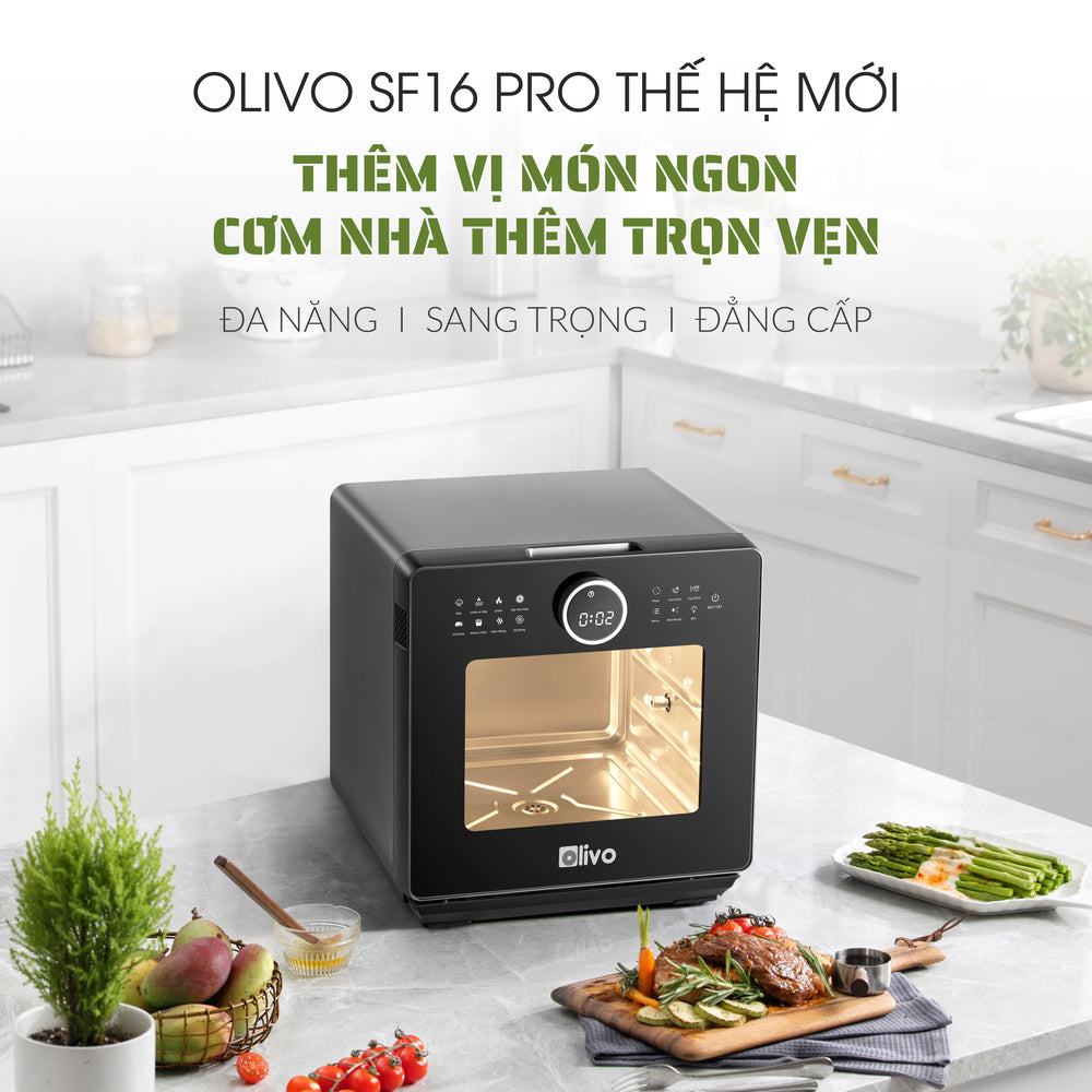 Nồi Chiên Hấp Đa Năng OLIVO SF16 PRO 2025 - 70 Chế Độ Cài Sẵn, Toàn Bộ